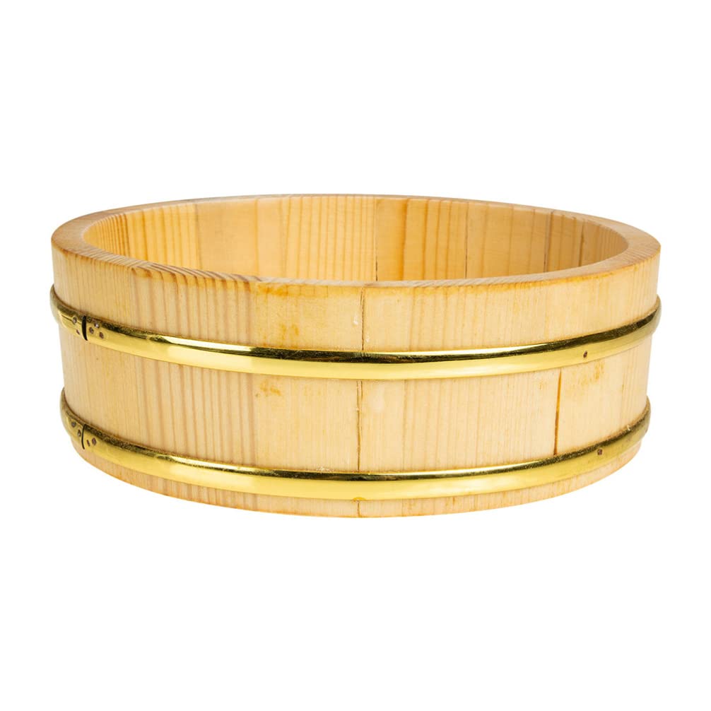 DOITOOL Sushi Box Wooden Sushi Rice Bowl Hangiri Sushi Rice Mixing Tub Wooden Sushi Barrel Japanese Sushi Rice Storage Bucket for Home Restaurant Wooden Bucket