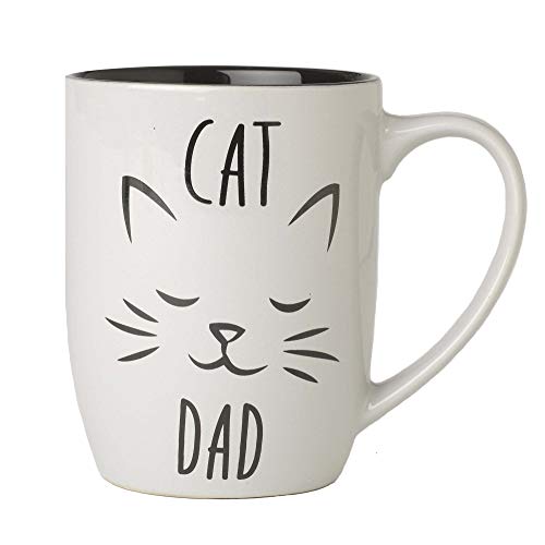 PetRageous 16044 Cat Dad Stoneware Mug 4-Inch Diameter and 5-Inch Tall Mug with 24-Ounce Capacity and Dishwasher and Microwave Safe, 24 0z, Grey