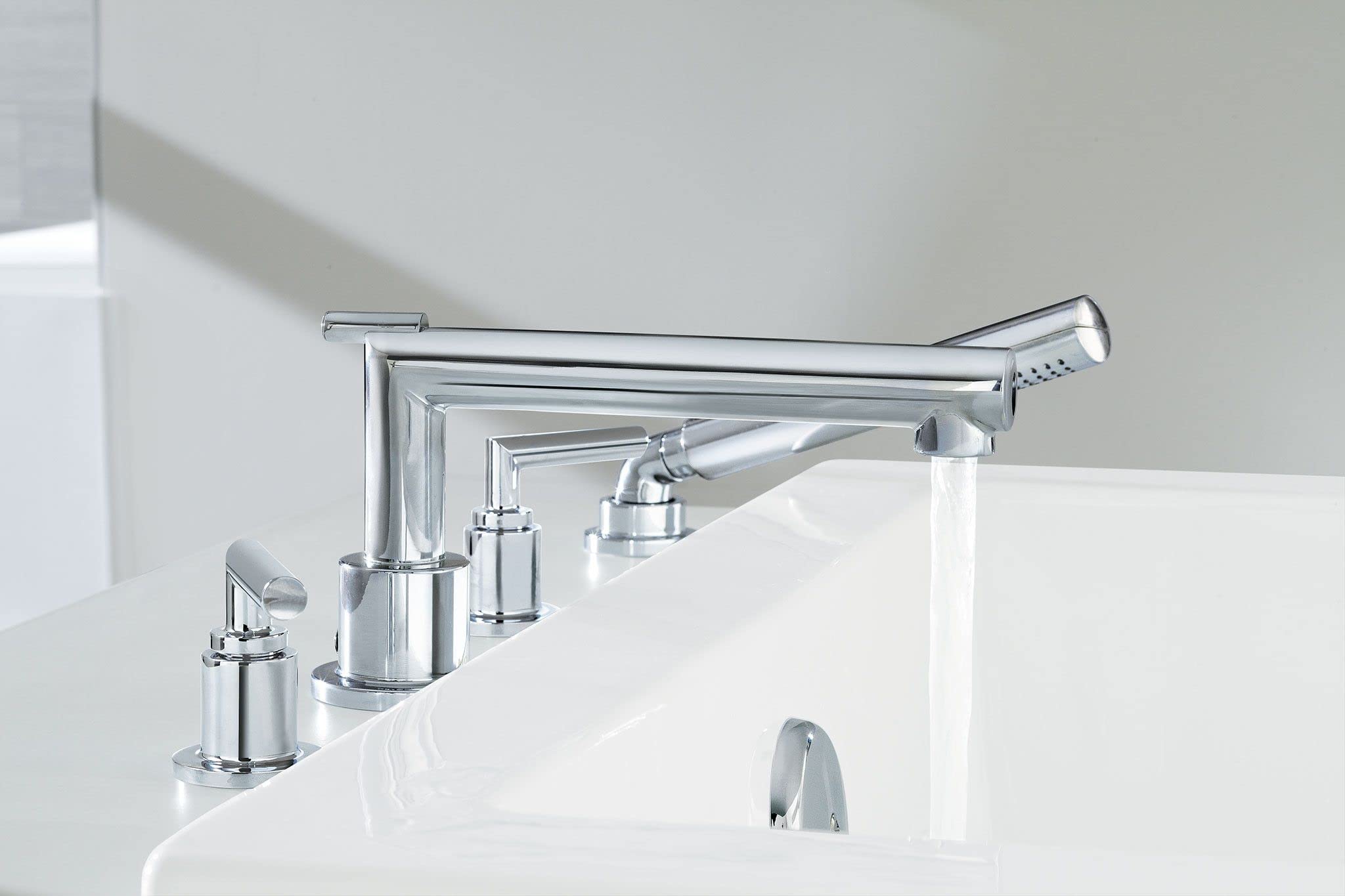 Moen TS93003 Arris 2-Handle Deck Mount Modern Roman Tub Faucet Trim Kit, Valve Required, Chrome