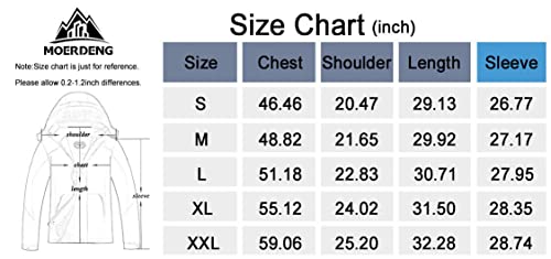 MOERDENG Men's Mountain Waterproof Ski Jacket Windproof Rain Windbreaker Winter Warm Hooded Snow Coat