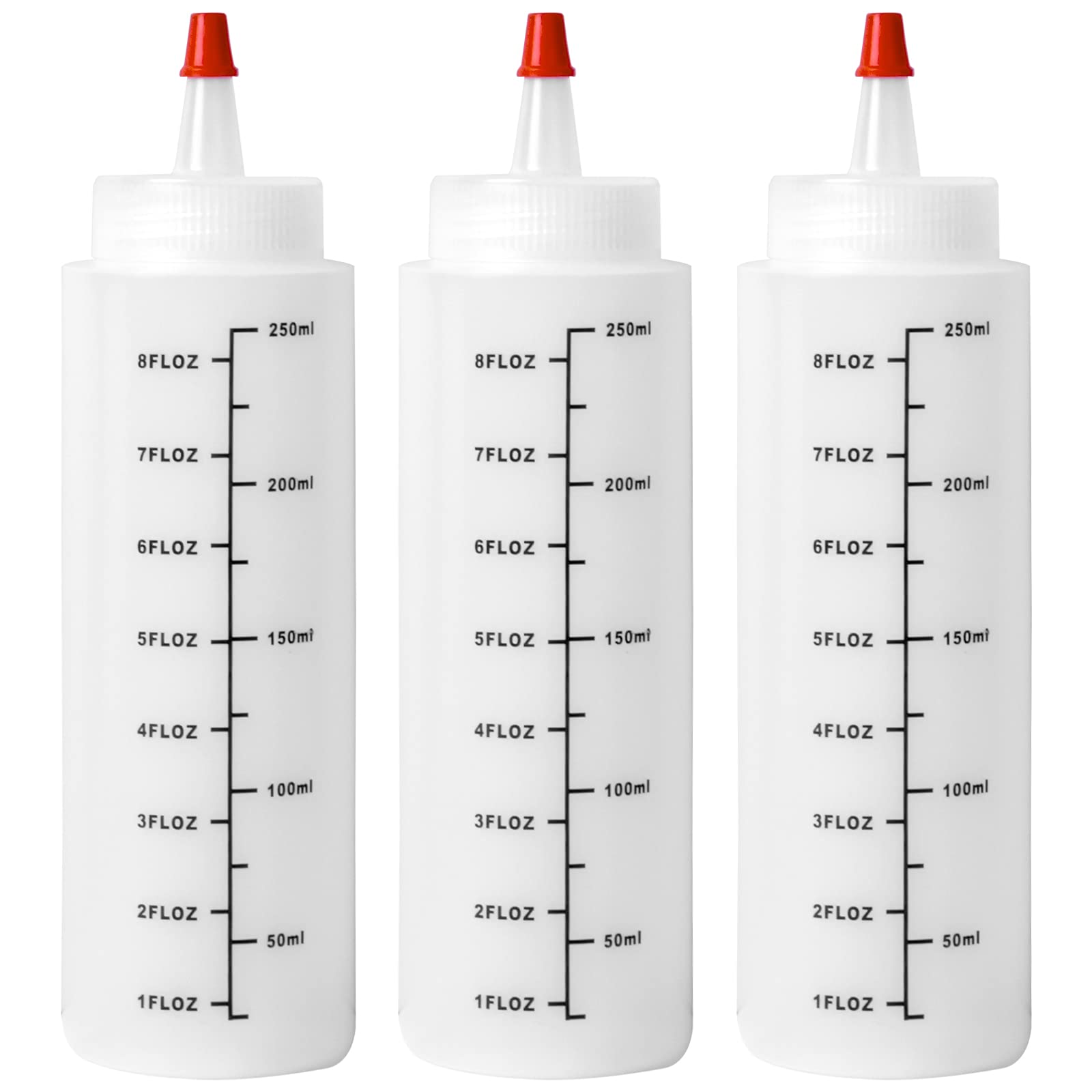 Dokpav 3 Pcs Plastic Squeeze Bottles with Red Cap, Squeeze Condiment Bottles for Ketchup Sauce Dressing Honey Butter, Squeeze Condiment Dispenser of Cooking Painting Crafting(White)