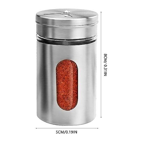 Salt Shaker, 80ml Seasoning Pepper Bottles with Rotary Cap, Stainless Steel Spice Dispenser, Spout Shape Salt Shaker, Salt Grinder and Container for Home Hotels Black Pepper White Pepper and Salts