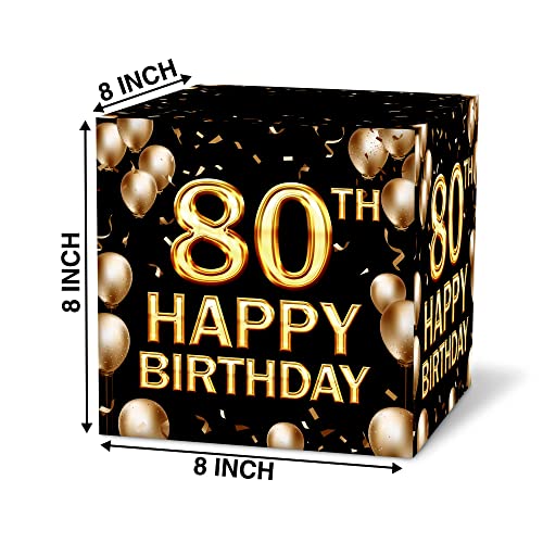 Keydaat 80th Birthday Card Box,Black And Gold Card Box for Birthday Party Decorations ,Party Supplies, Money Box - 1 PC (032 sr)