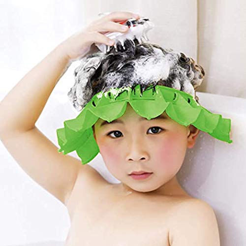 ConStore Baby Silicone Shower Bathing Cap Adjustable Bathing Hat Infants Shampoo Hats Soft Protection Safety Visor Caps for Toddler Children Kids (Green)