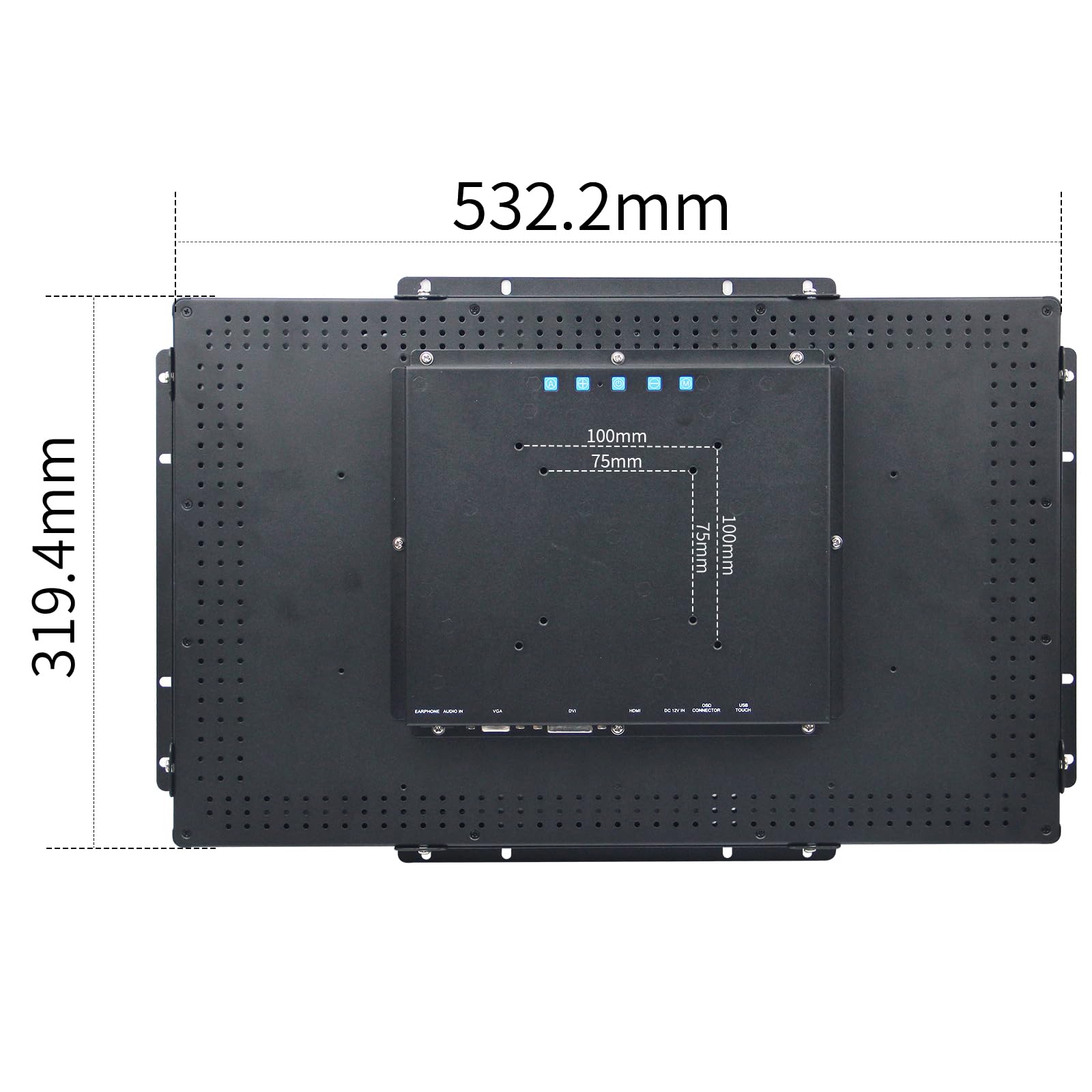 Senisway 21.5 Inch 10 Points Industrial Capacitive Touch Monitor, IP65 Waterproof 1920x1080 @ 60Hz TFT LCD IK08 Open Frame Design Touch Screen Suitable for kiosks