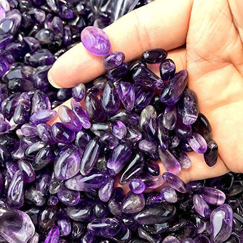 JOHOUSE Natural Amethyst Rolling Stones Amethyst Tumbled Chips Stone, 1lb(450g)/Bag, About 0.1-0.5 inch in Length