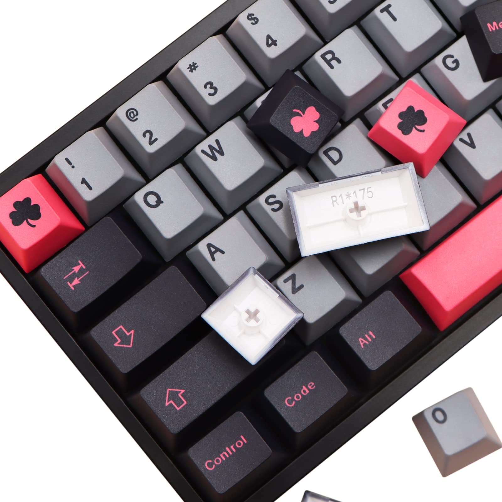 PBT GMK 8008 Keycaps, 129 Set MOLGRIA Keycaps 8008 for Gaming Keyboard, Cherry Profile Dye Sublimation Keycaps Gray and Pink with Keycap Puller for Gateron Kailh Cherry MX 104/87/74/61 60 Keyboard