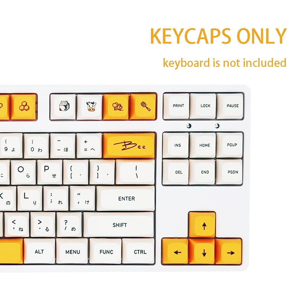 PBT Keycaps 140 Keys XDA Profile Keycaps Dye-Sublimation Japanese Honey Milk Keycap,ANSI Layout Keycap Suitable for Mechanical Gaming Keyboard Gateron Kailh Cherry MX Switches (Keycaps only)