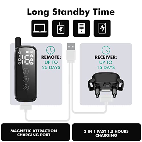 Heaflex Dog Shock Collar with Remote, Dog Training Collar for Small Medium Large Dogs, Electronic Dog Collar Rechargeable with Shock Mode, 3 Safe Training Modes, Range up to 1640ft, for 2 Dogs (Black)