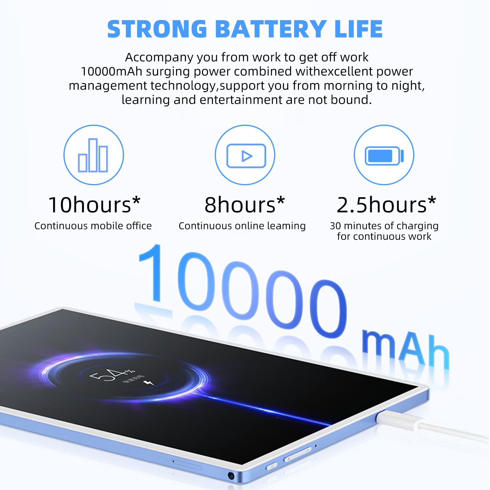 LNBEI Android Tablet 10 Inch - 4K WIfII Tablets Two-Channel Speakers Reading Tablet with Dual Cameras,X30 Flagship Chip,32GB Storage,HD Display,Bluetooth 5G WiFi Easy to Carry for Study,Work (White)