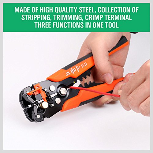 HORUSDY Wire Stripping Tool, Self-adjusting 8" Automatic Wire Stripper/Cutting Pliers Tool for Wire Stripping, Cutting, Crimping 10-24 AWG (0.2~6.0mm²)