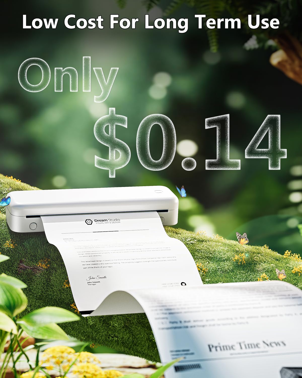 Itari M834 Upgraded Portable Printer, Bluetooth Thermal Printer, Wireless Inkless Printer Support 8.5" X 11" US Letter & A4 Thermal Paper for Office, Home, Travel, Compatible with Phone & PC, White