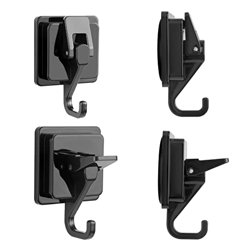 Khdrvok Heavy Duty Vacuum Square Cup Hook, Easy to Install and Remove, Black- Plated Plished Super Suction for Kitchen, Bathroom and Restroom, 2Pack