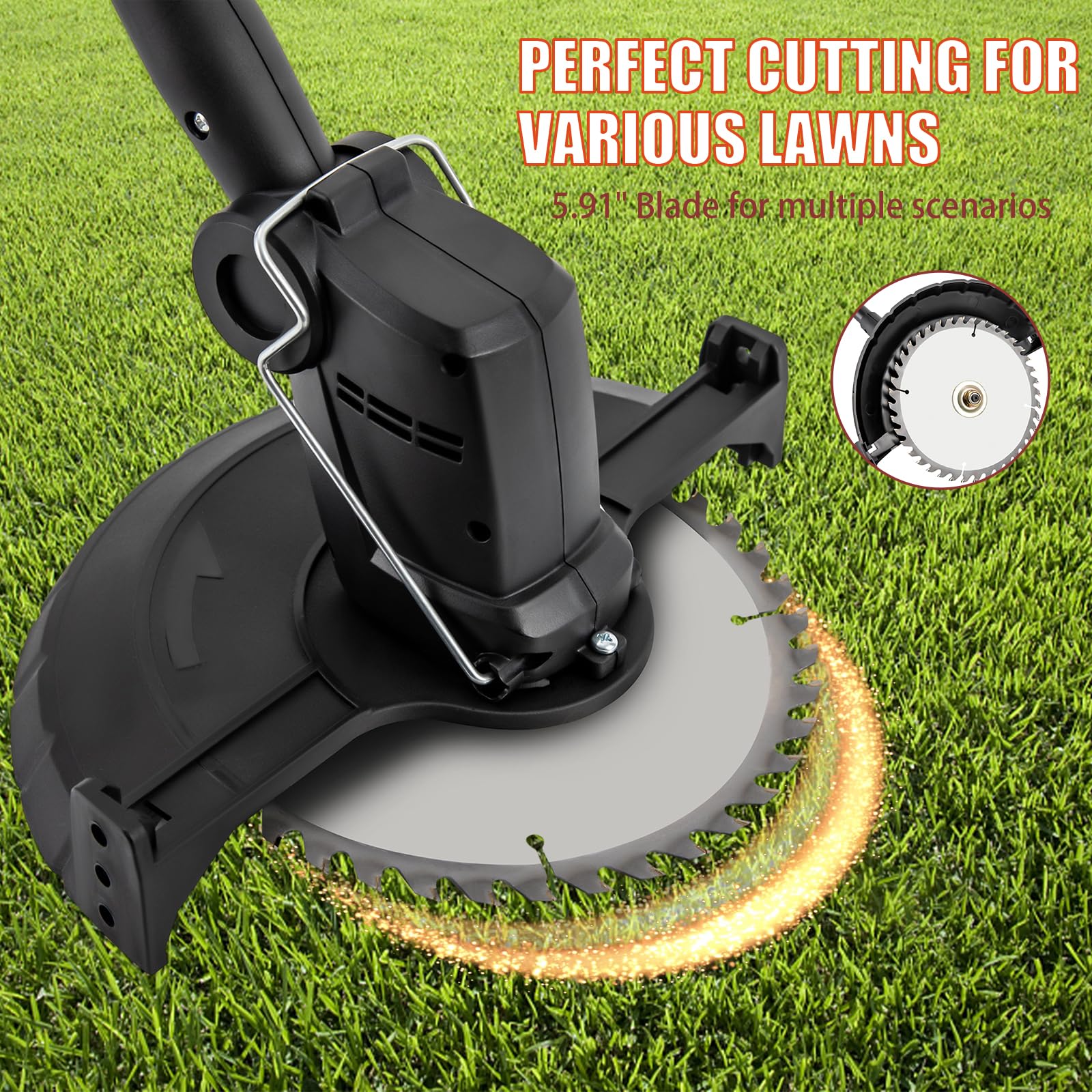 Cordless String Trimmer & Edger, Battery Powered, 11.8 Inch Weed Eater Edger Lawn Tool with 90 Degree Adjustable Head, 1500mAh Battery and Fast Charger Included