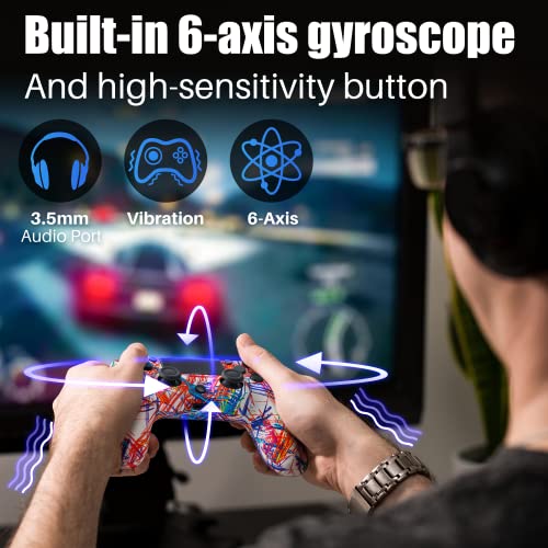 Winshall Wireless Controller Compatible with PS4/Pro/Slim/PC with High Performance Double Shock and Touch Pad/6-Axis Motion Sensor/Audio Function