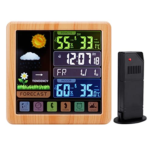 LNYHLXS Multifunctional Touch Screen Key Weather Clock Color Screen Indoor and Outdoor Hygrograph(E)