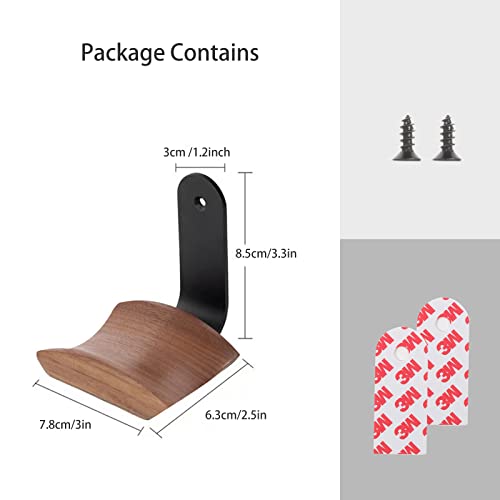 Mt.Jun Wood Headphone Wall Mount Holder, with VHB Adhesive Tape and Screw, Holds 10 lbs (Black & Walnut)