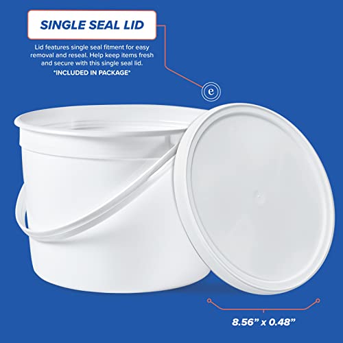 ePackageSupply 1 Gallon BPA Free Round Plastic Bucket with Lids - 10 Pack - for Ice Cream, Soup, Food Storage - Freezer and Food Safe