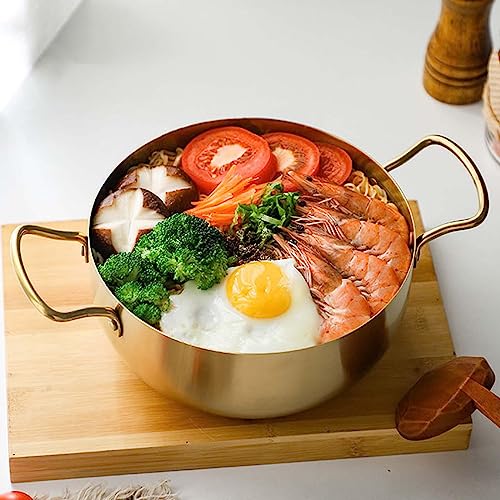Gralara Instant Noodles Pot Korean Noodle Pot Stainless Steel Multipurpose Portable Ramen Cooking Pot Ramyun Cooker for Picnic Camping Soup Stew, 22cm
