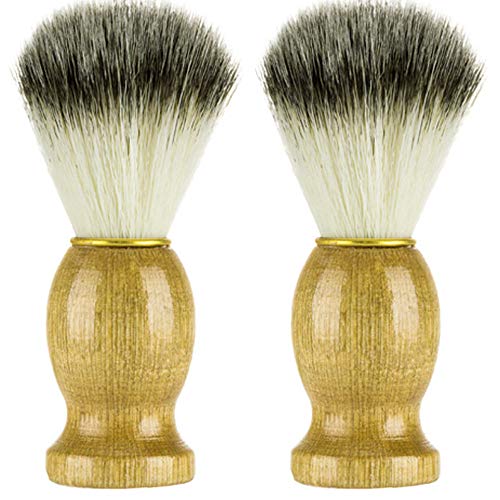 Locationndd2 Makeup Wood Handle Bear Shave Brush Barber Tool Shaving Men Hair Brush Concealer Sponge with Handle
