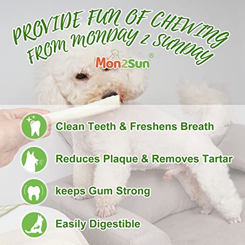 MON2SUN Dog Rawhide Rolls Twist Sticks Dog Chew Treats Natural Flavor 6-6.5 Inch 40 Count for Puppy and Small Dogs