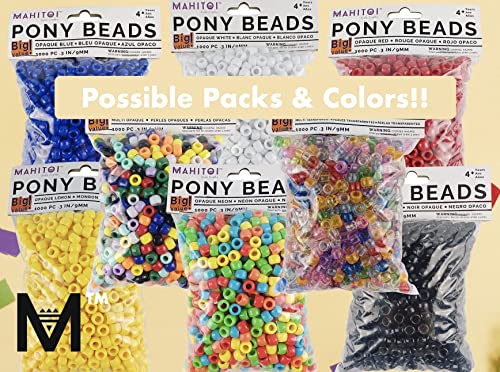 MAHITOI 1000-PC Opaque Blue Pony Beads Bag, Great Craft Projects for All Ages, Craft Projects of Bead Jewelry, Ornaments, Key Chains, Hair Beading, Round with Center Hole, 9mm Diameter, DIY Face Mask