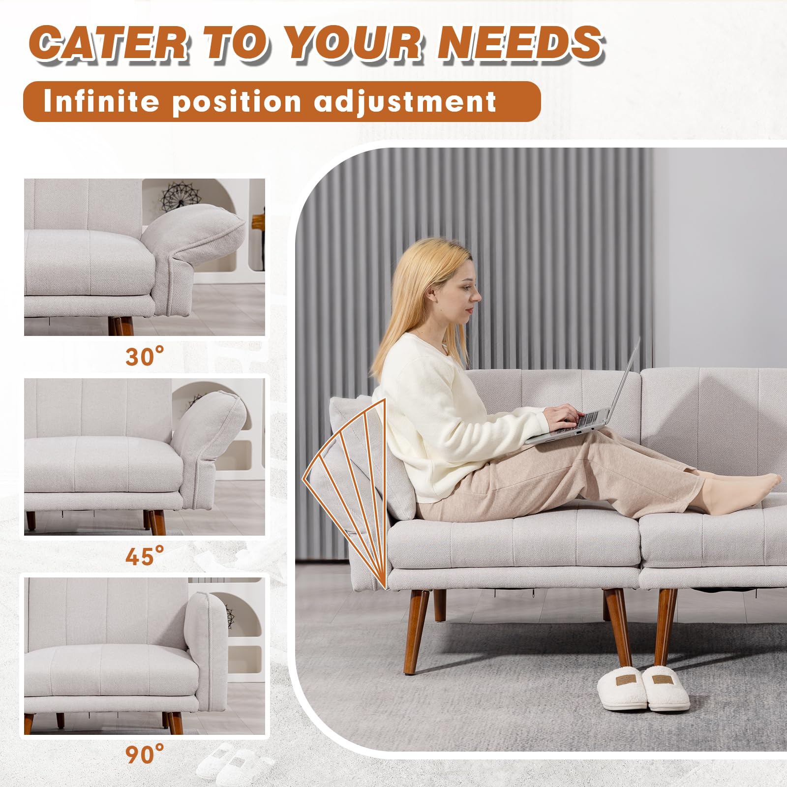 Suvivityse 113.4'' Sectional Couches Convertible Sofa Bed Sleeper Futon Couch 2-in-1 Comfy Deep Seat Sofa Cama Modular L-Shaped Modern for Living Room Bedroom Office