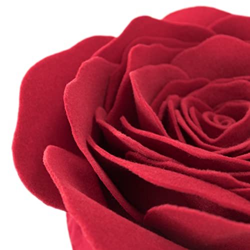 JWH 3D Flower Throw Pillow Cover Aesthetic Decorative Rose Floral Accent Pillow Case Round Cushion Handmade Pillowcase Couch Bed Living Room Chair Bedroom with Insert 14 Inch Red
