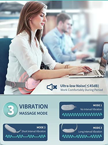 Slimpal Heating Pad for Cramps, Portable USB Cordless Heating Pad with Massager for Back Pain Relief, FSA HSA Eligible Heat Belt Gifts for Women Pink