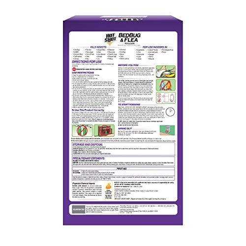 Hot Shot Bedbug & Flea Fogger For Insects, Aerosol, 3/2-Ounce, Pack of 18