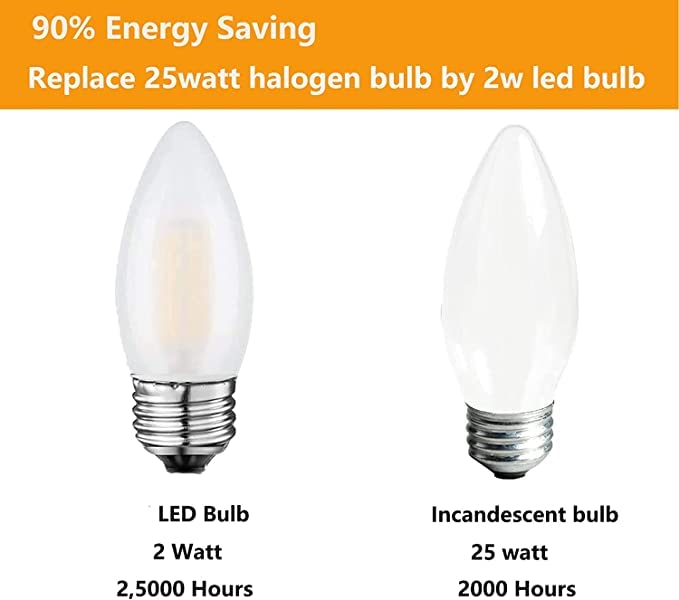 Jacqings E26 Candelabra Light Bulbs Frosted Chandelier Light Bulbs 25watt Equivalent 2700K Warm White B11 Torpedo Tip Dimmable 2W LED Decorative Candle Light Bulbs (6)