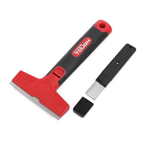 Hyper Tough 4-INCH GLASS & TILE SCRAPER + 3-BLADES Comfortable Non-Slip Handle
