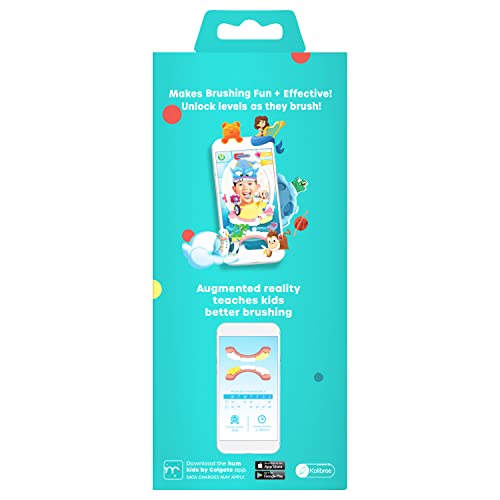 Colgate hum Smart Manual Kids Toothbrush, hum Kids Toothbrush With Phone Stand, App Makes Brushing Fun, Child-Size Brush Head With Extra Soft Bristles, Coral
