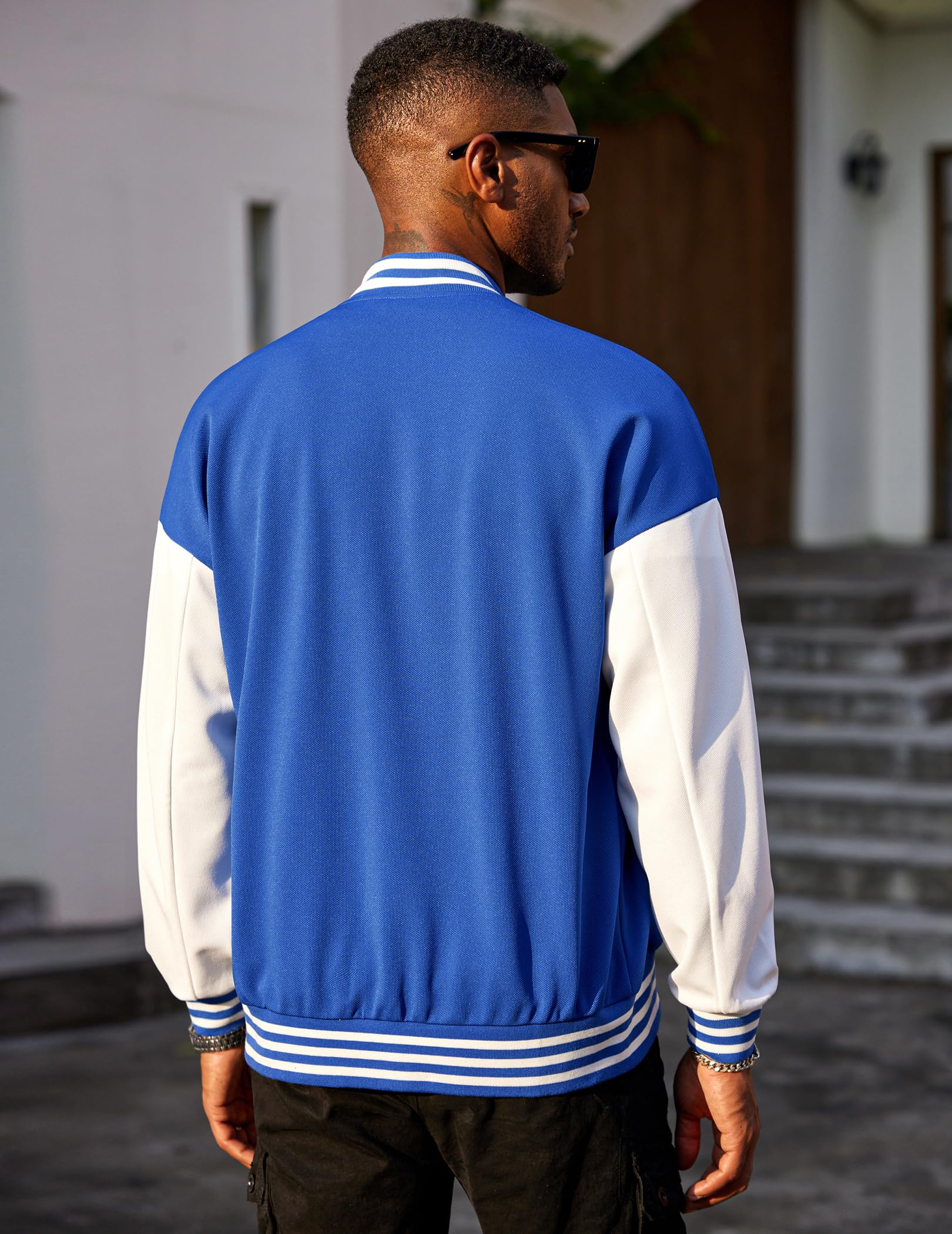 COOFANDY Custom Varsity Jacket Men Letter Print Bomber Coats Fashion Streetwear