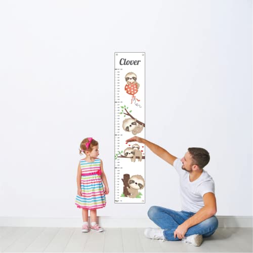 Personalized Kids Canvas Growth Chart, Height Chart, Growth Chart Banner, Sloth Theme