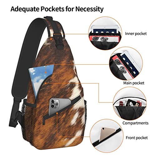 MuMuYun Sling Bag, Red and white cowhide print Crossbody Sling Backpack for Casual Shoulder Women And Men