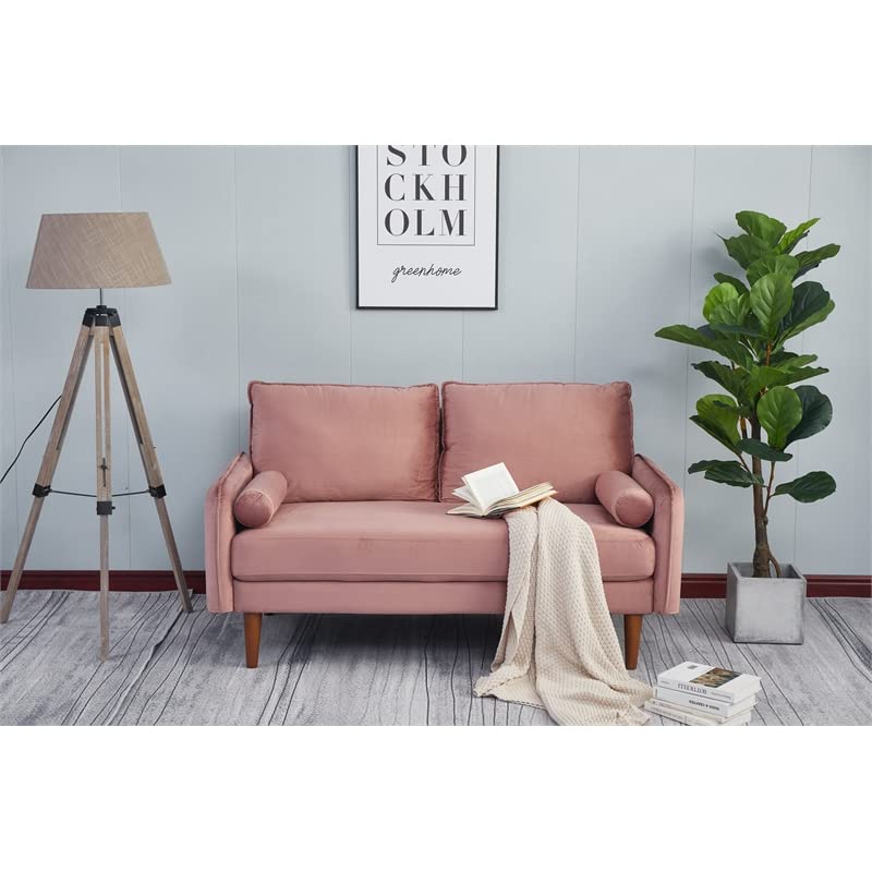 Kingway Furniture Baron Velvet Living Room Loveseat in Pink