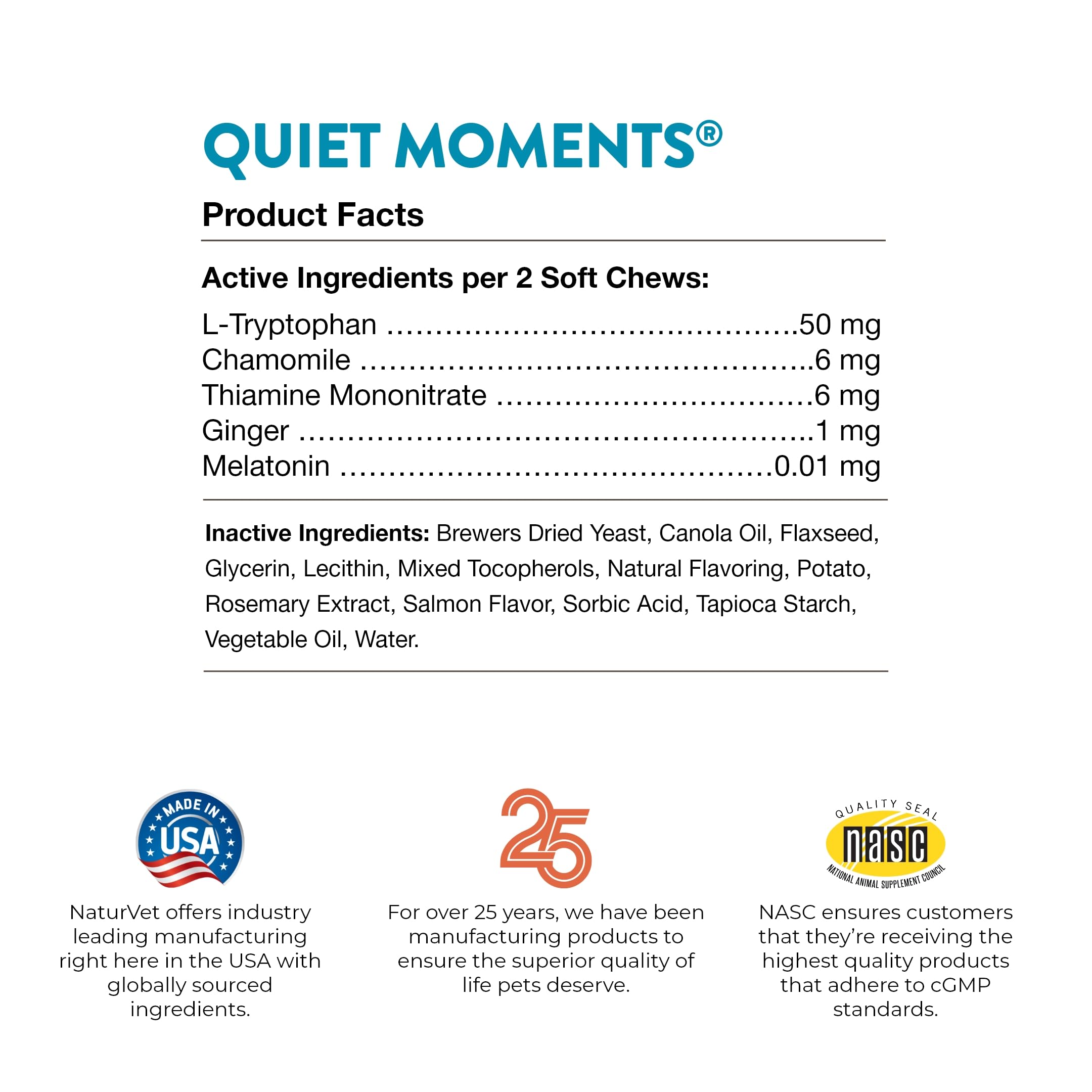 NaturVet –Quiet Moments Calming Aid for Cats Plus Melatonin – 60 Soft Chews – Helps Reduce Stress & Promote Relaxation – Great for Storms, Fireworks, Travel & Grooming