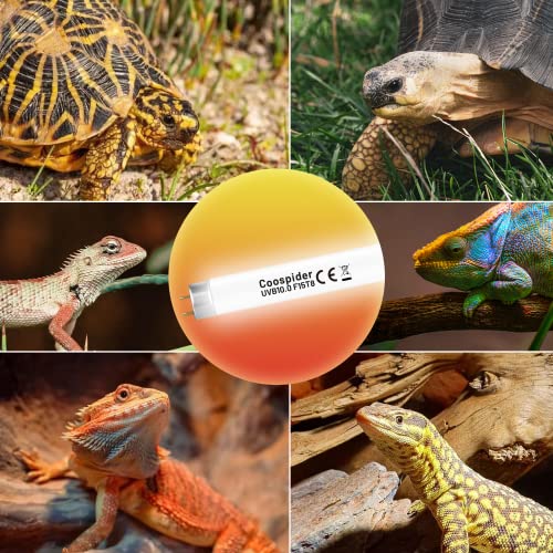 Hypool 2-Pack UVB Reptile Light 10.0 Bulb 15W 18inch T8 Fluorescent Desert Lamp for Bearded Dragon Tortoise Reptile & Amphibian (15W 18inch 10.0 Bulb G13)