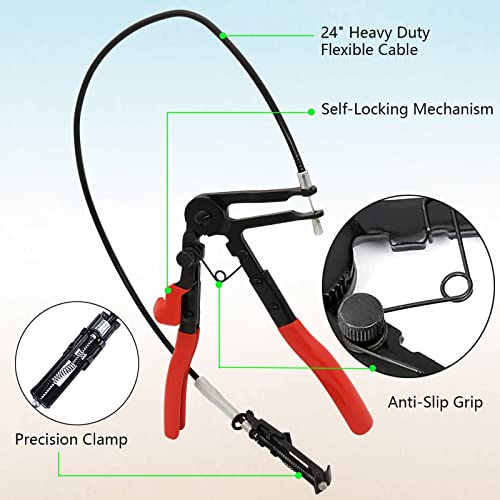 Hose Clamp Pliers Set, 9pcs Wire Long Reach Hose Clamp Pliers Set for Automotive Coolant Radiator Heater and Water Hose with Band Flat or Large Clamps, Clamp Removal Tool by BOOTOP PIN