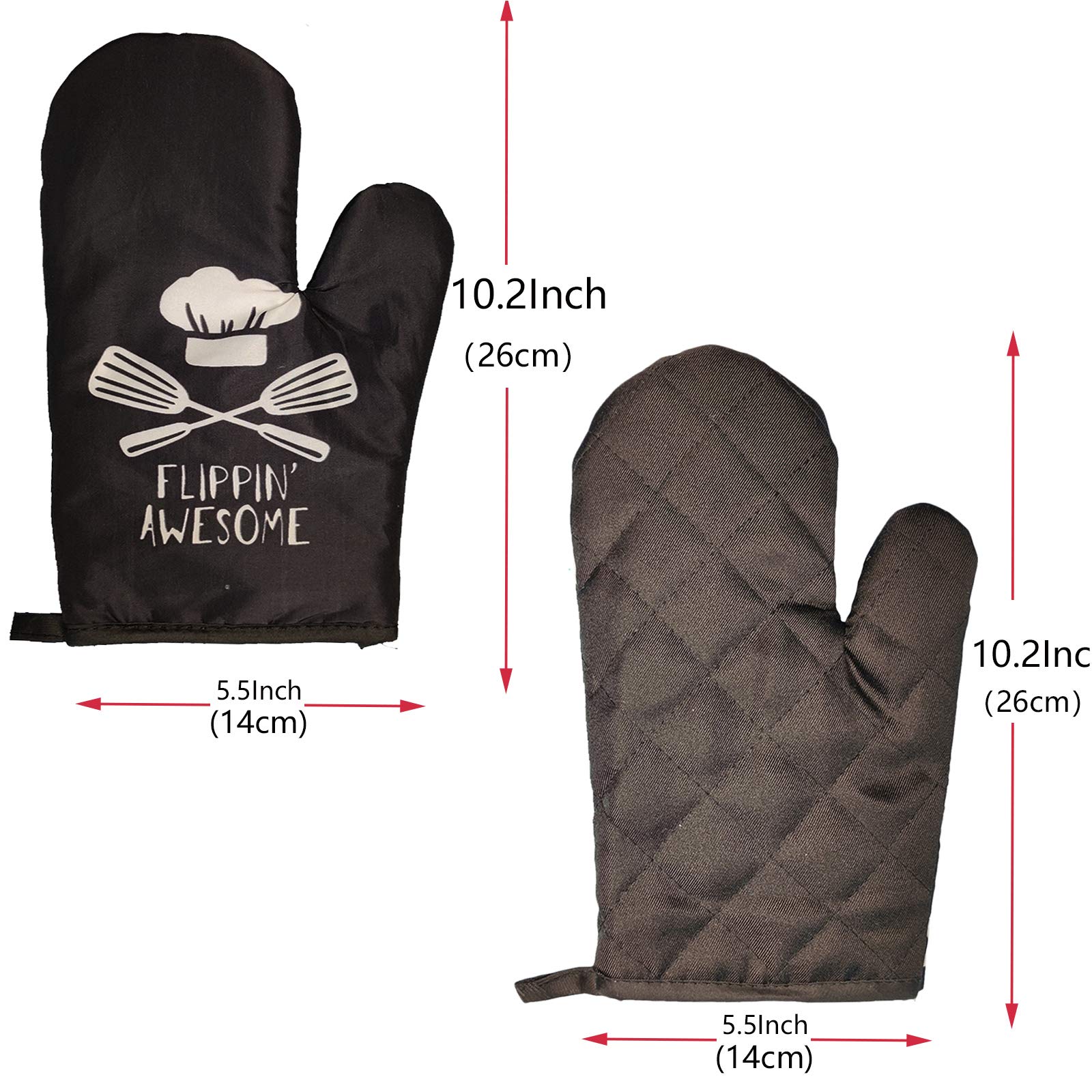 FSTIKO Funny Spatula Oven Mitts and Potholders BBQ Gloves-Oven Mitts and Pot Holders Kitchen Linen Set High Heat Resistant Cotton Potholder for Cooking, Baking, Barbecue(Set of 4 Piece)