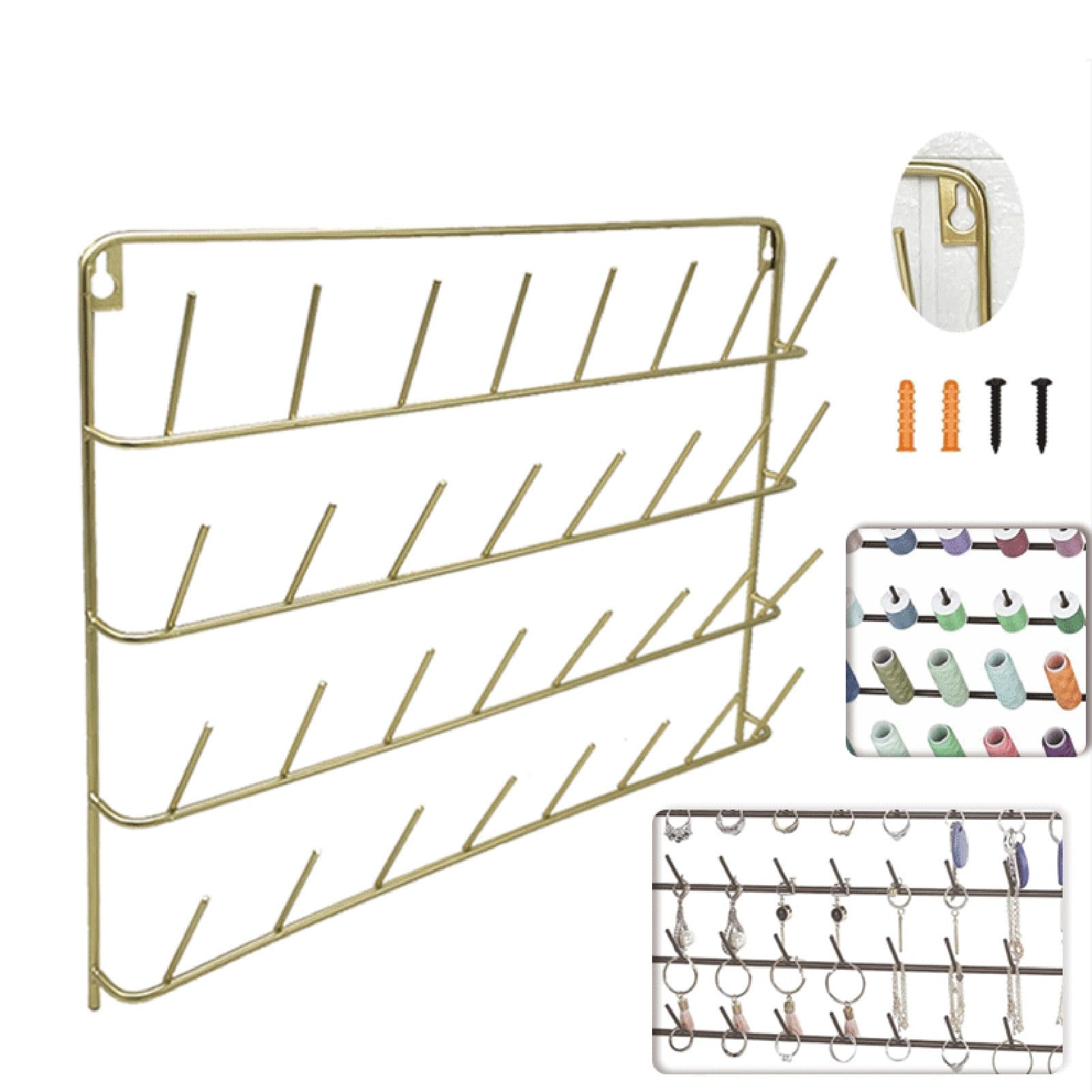 karelwui Wall Storage Rack Thread Storage Organizer Sure Here's A Product Title for Thread Spool Rack Wall-mounted Thread Spool Rack Rustproof Corrosion Resistant Holder for Thread Earrings Necklaces