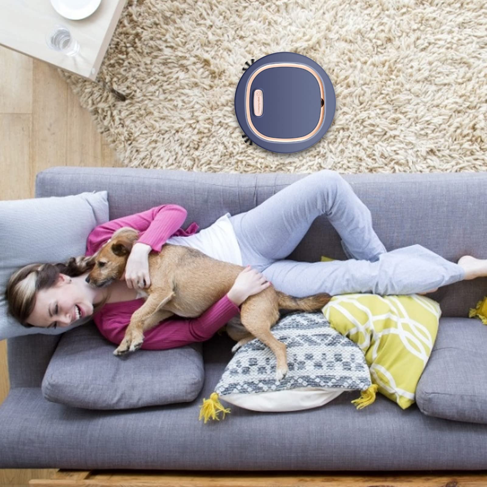 LOKOO Vacuum Cleaner Robot,Smart Electric Robotic Vacuuming Sweeper - 3 In1 Mopping System Scheduling for Pet Hair, Hard-Floor and Carpet