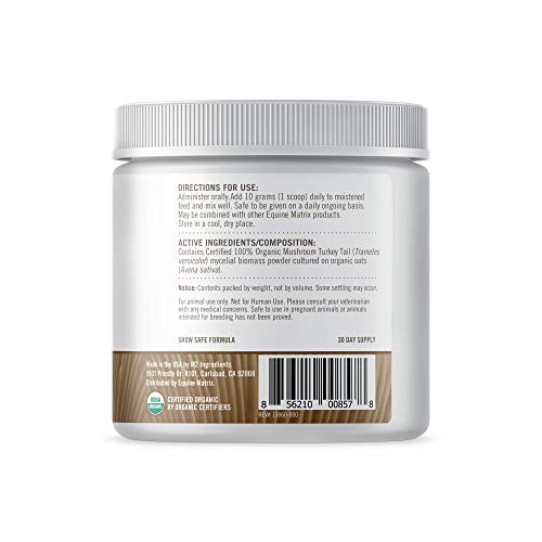 Mushroom Matrix Equine Turkey Tail Mushroom Supplement, Fortify, 30 Servings, Holistic Immune Support for Horses, 300 Grams, Organic, Product of USA