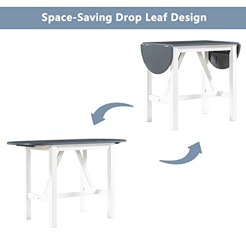 Harper & Bright Designs 3 Piece Counter Height Kitchen Dining Set with Drop Leaf Dining Table and 2 Dining Padded Chairs, Dining Room Set for Small Places, White
