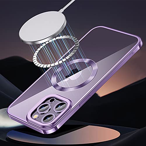 HYUEKOKO Compatible with iPhone 14 Pro Max Magnetic Gardient Glitter Case, Plating Bling Cute Case with MagSafe for Women Girls Full Camera Protector Back Cover for iPhone 14 Pro Max 6.7'' Pink