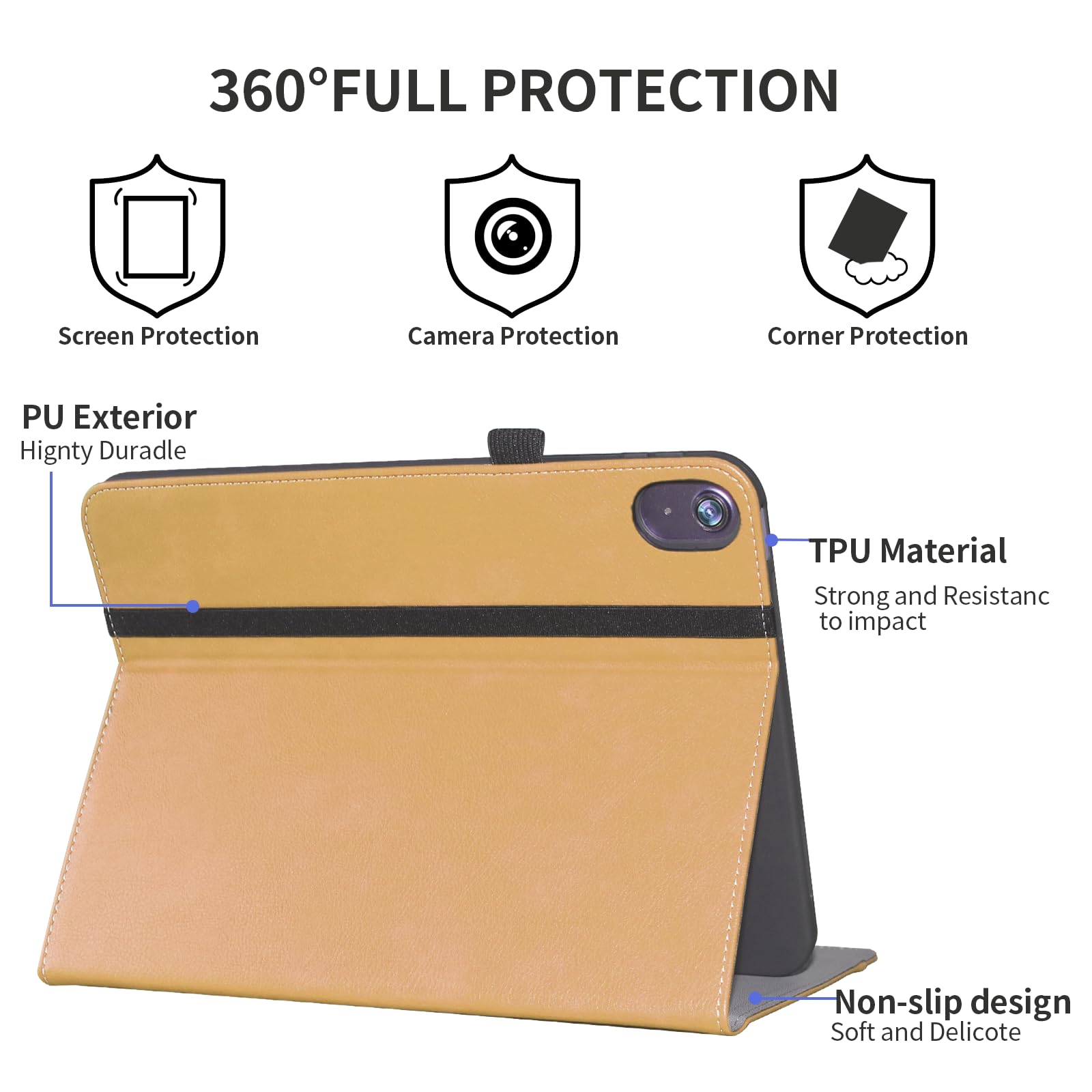 HFcoupe for iPad Gen 10 Case 10.9 Inch 2022, Slim 10th Gen iPad Case with Pocket and Magnetic Closure, Multi-Angle Viewing Stand Stitch Folio Cover with Auto Sleep/Wake, Blue