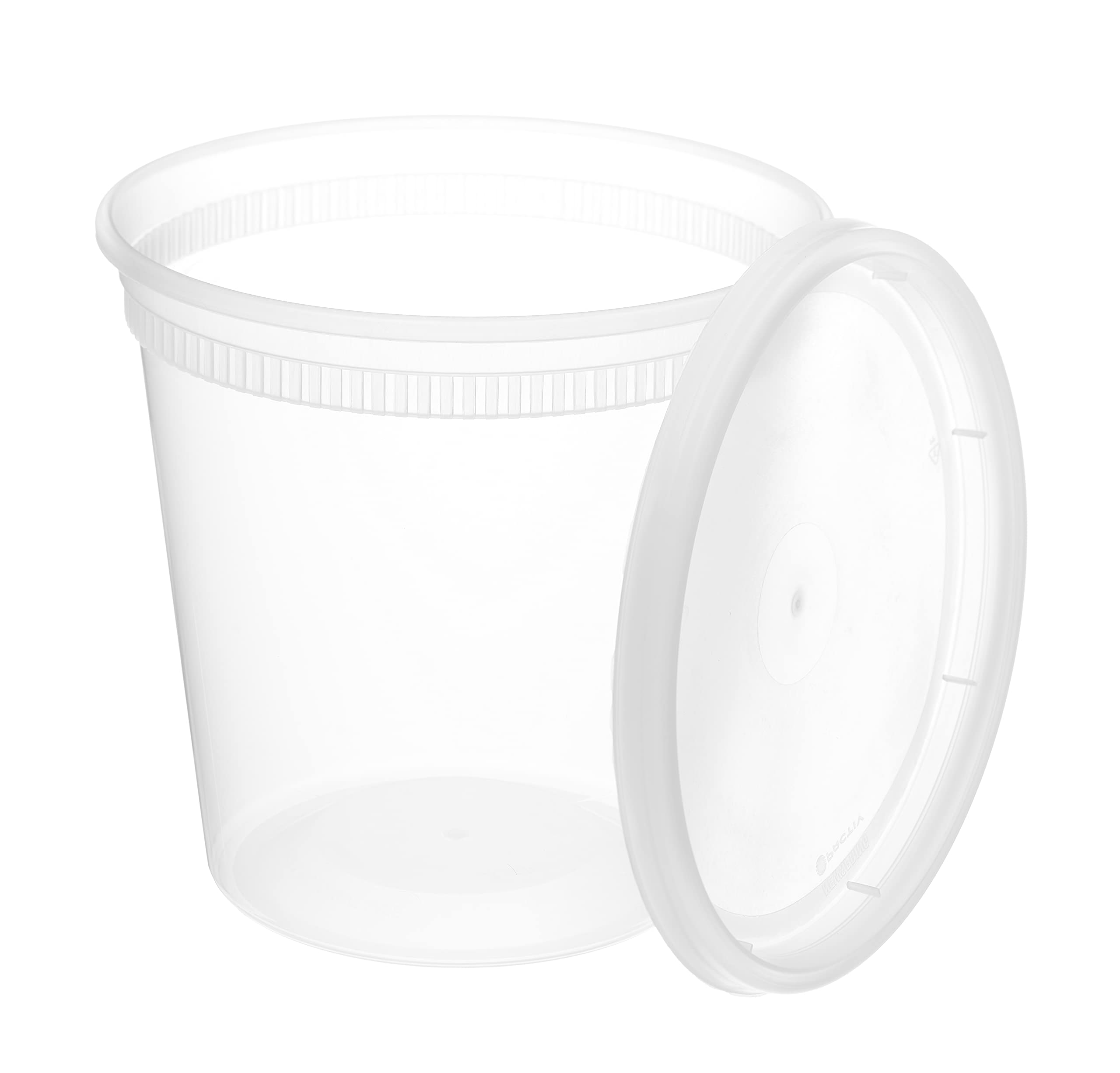 Heavy Duty Food Storage Containers with Lids - Leakproof Deli Containers with Lids - Soup, Slime, Meal Prep Containers, Take Out, Stackable, Microwavable, Dishwasher Safe, Freezer Safe, BPA Free (32, Round, 24, 745808023874)