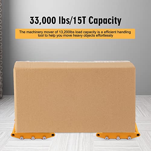 Heavy Duty Machine Dolly Skate Machinery Roller Mover 15t 33000lbs Capacity Cargo Trolley 9 rollen Skates Industrial Machinery Mover Rotating Roller All-Steel Construction Warehousing Transportation