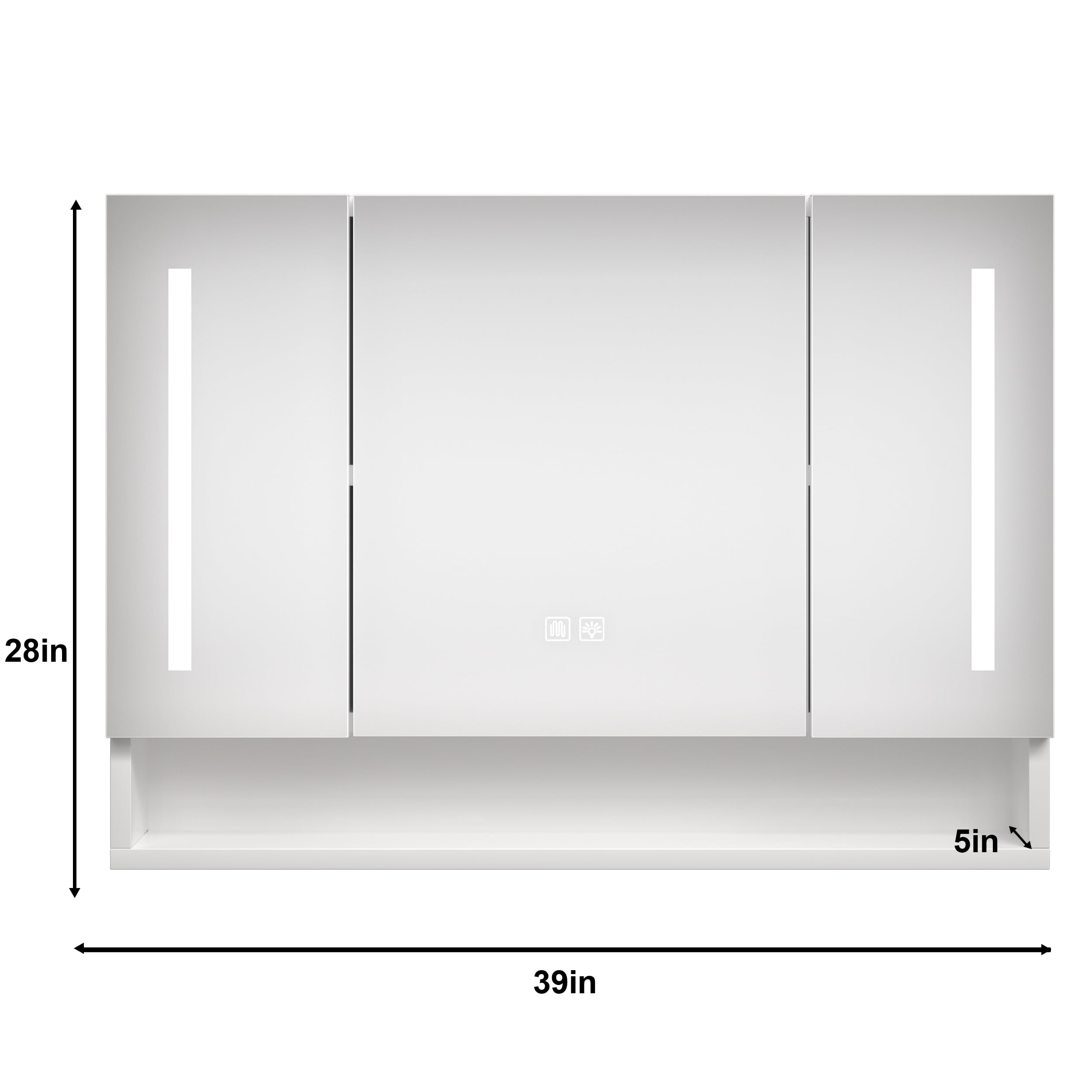 LGLRTD Bathroom Storage Cabinet - 39x28 inches Medicine Cabinets with Mirrors and LED Lights - Bathroom Storage Cabinet with Multilevel Storage Compartments (White)
